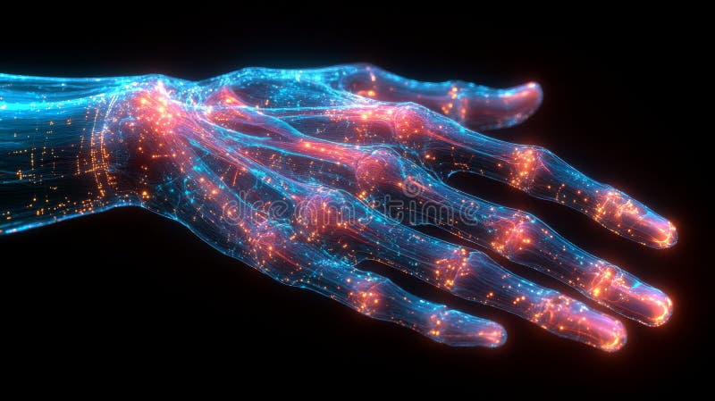 X-ray Visualization of a Human Hand with Fingers Spread Apart ...