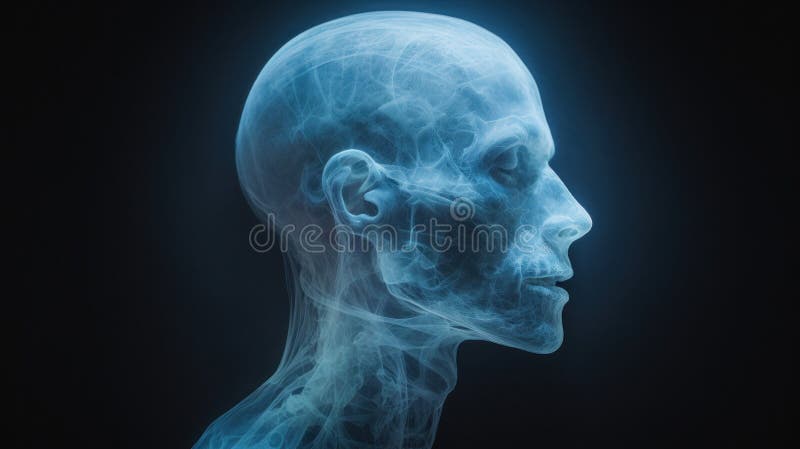 X-Ray Visualization of Human Head and Cervical Spine Stock Illustration ...