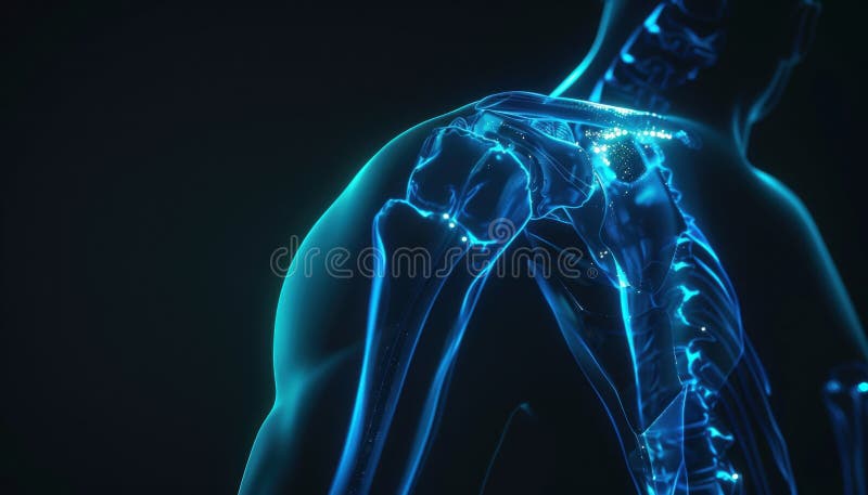 X-ray Visualization of Human Shoulder Anatomy Against a Dark Background ...