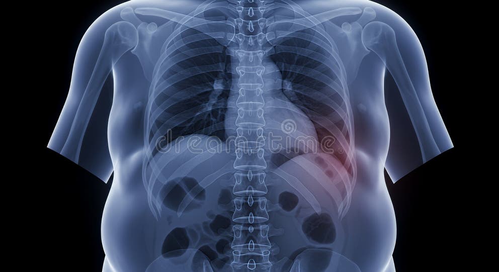 X-ray Visualization of Overweight Person S Torso Showing Internal ...