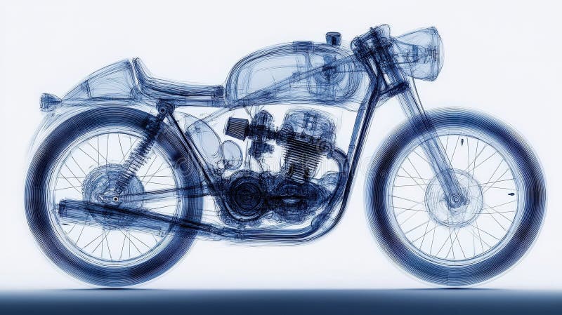 X-Ray View of Classic Motorcycle Stock Illustration - Illustration of ...