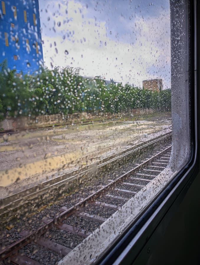 It& X27;s Raining on the Train Stock Image - Image of commuter, train ...