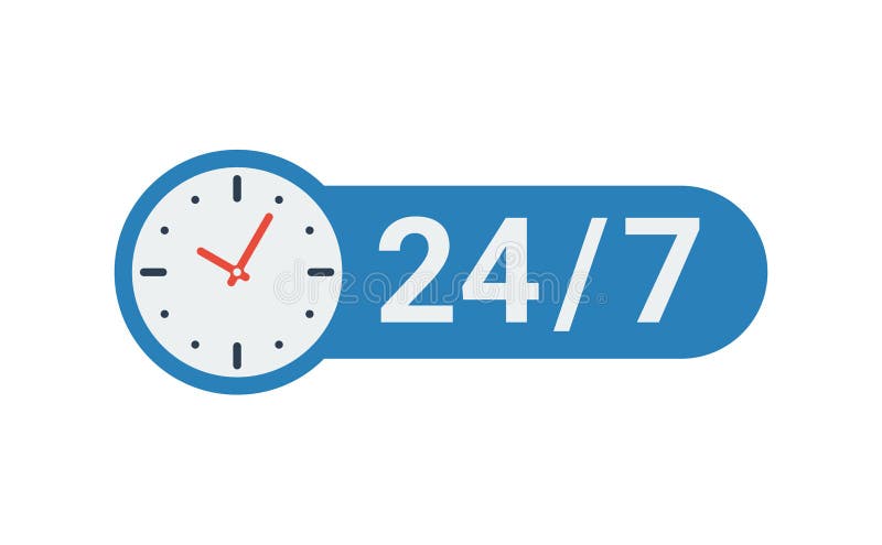 24 7 Service Support Clock Time Stock Vector - Illustration of work ...
