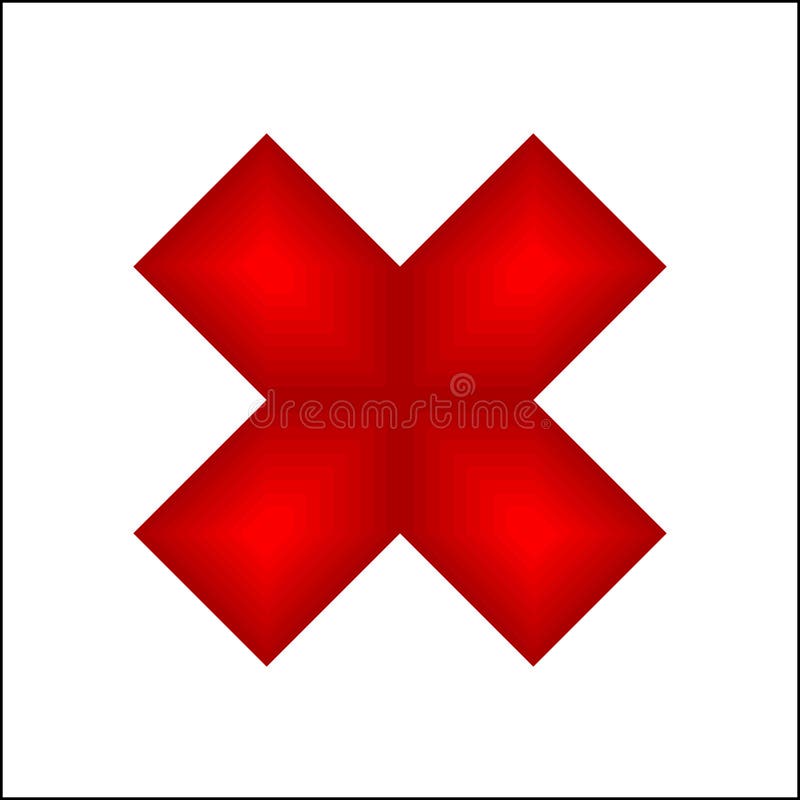 Red X Cross Symbol on White Background. Stock Illustration ...
