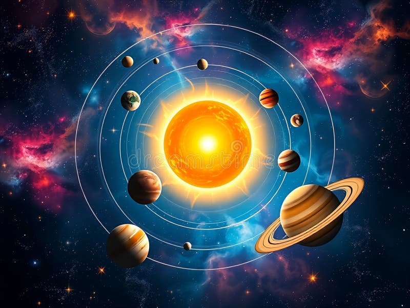 "a Stunning Artistic View of Planets Orbiting the Sun Stock Image ...