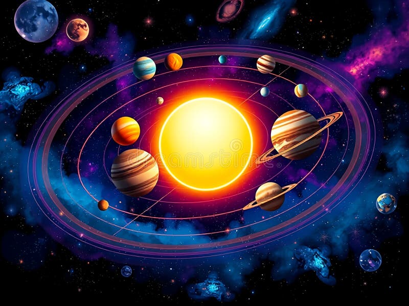 "a Stunning Artistic View of Planets Orbiting the Sun Stock Image ...