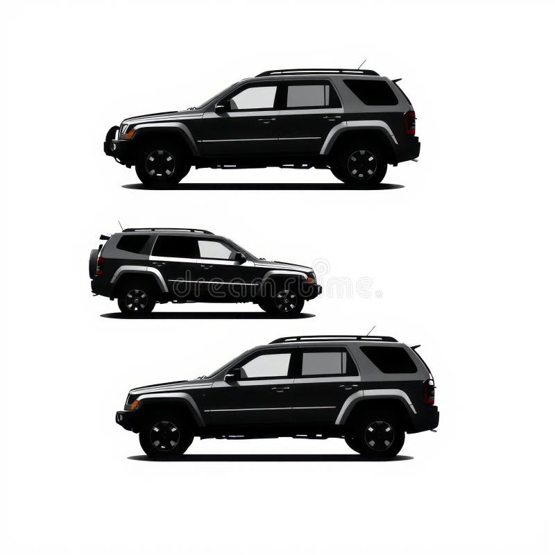 4x4 Suv Car Renders Set from Different Angles on White 3d Illustration ...