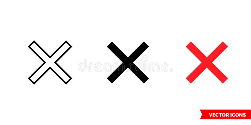 X Symbol Icon of 3 Types Color, Black and White, Outline. Isolated ...