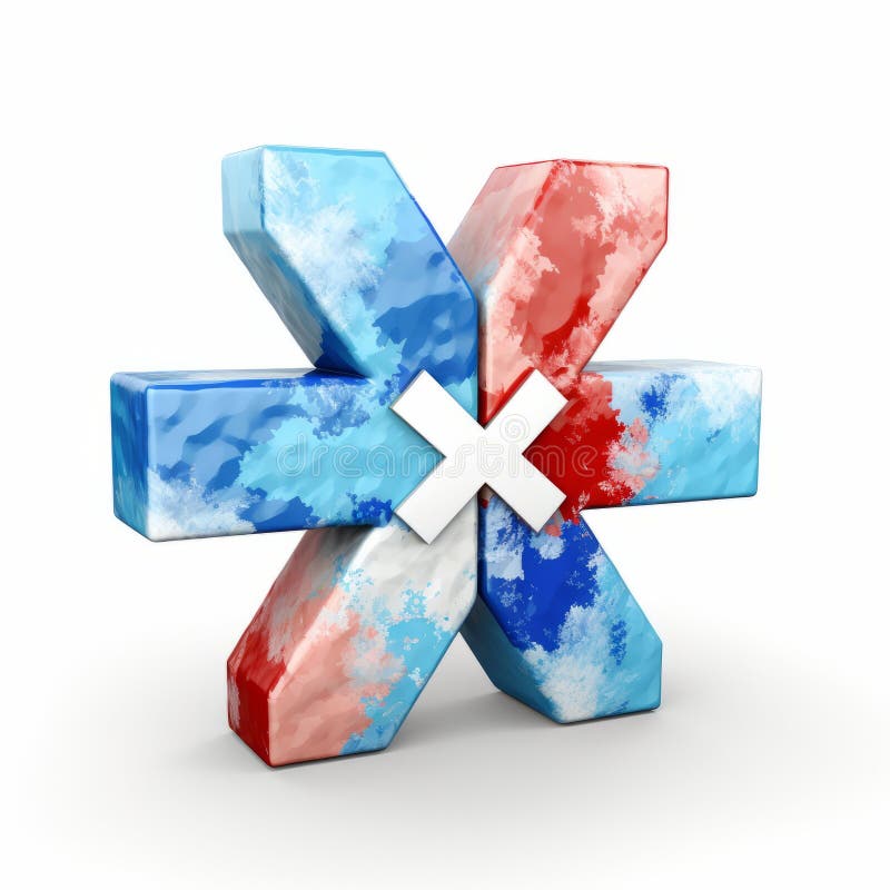 An X Symbol with Red Blue and White Paint on it Stock Illustration ...