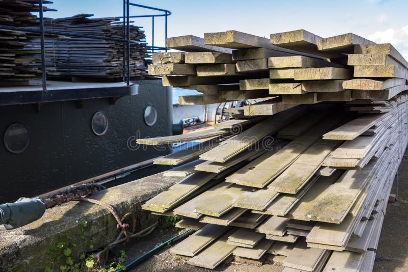 2x4 Wood Planks Ready for Building at Harbor Construction Site Stock ...