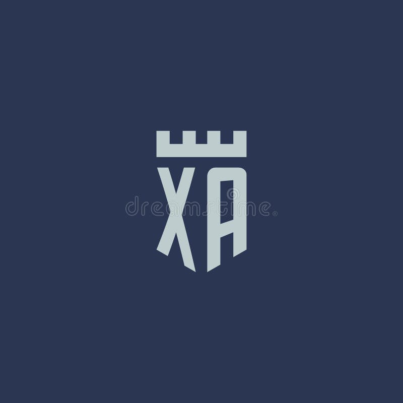 XA Logo Monogram with Fortress Castle and Shield Style Design Stock Vector - Illustration of ...