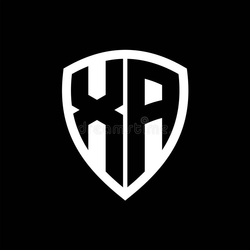 XA Monogram Logo with Bold Letters Shield Shape with Black and White Color Design Stock Vector ...