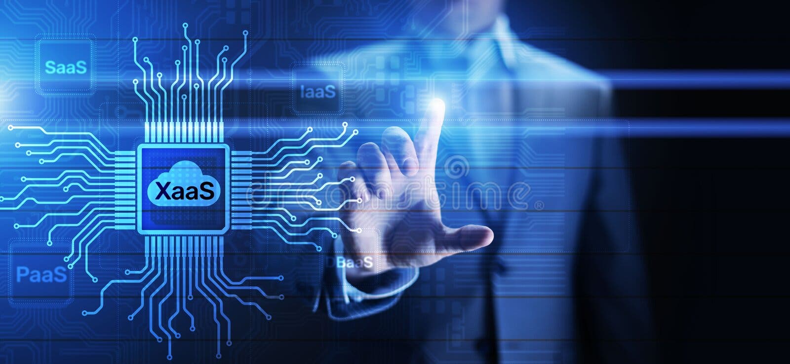 XaaS Paas Saas Iaas Information Technology Concept on Virtual Screen ...