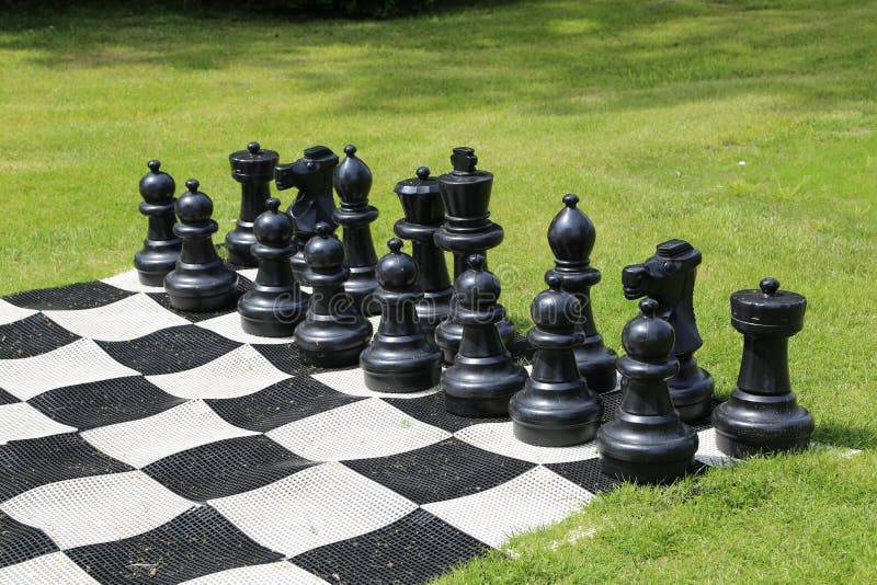 Grande Jogo De Xadrez Do Jardim No Gramado Imagem De Stock Imagem De