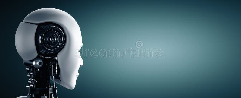 XAI Back View of Humanoid AI Robot Head Stock Illustration ...