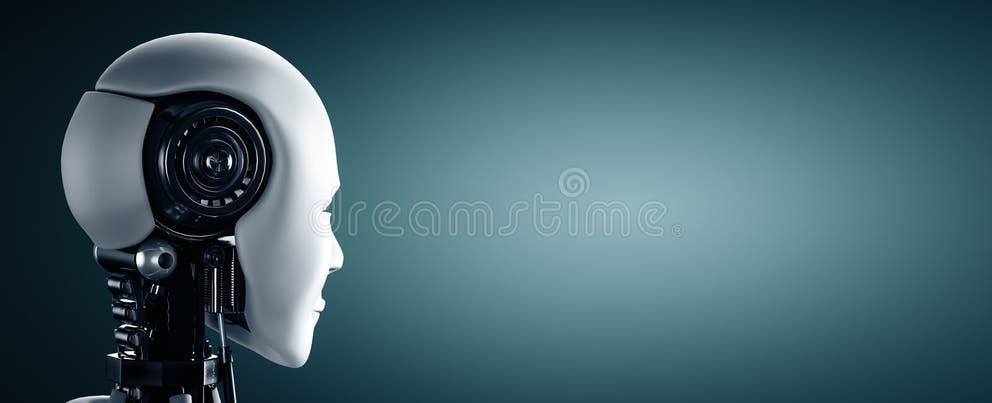 XAI Back View of Humanoid AI Robot Head Stock Illustration ...