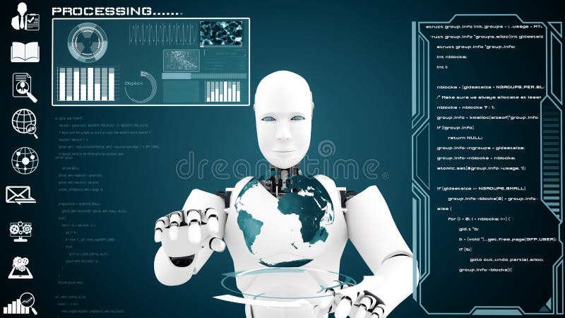 XAI Futuristic Robot, Artificial Intelligence CGI Big Data Analytics ...