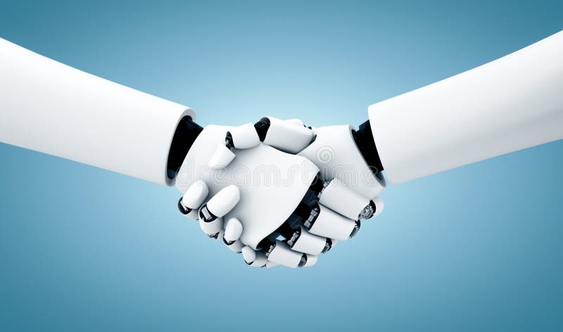 XAI 3D Rendering Humanoid Robot Handshake To Collaborate Future ...