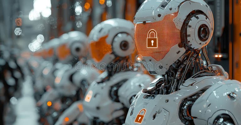 The XAI 3D Illustration Shows a Humanoid AI Robot Using Cloud Computing ...