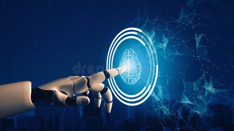 XAI Futuristic AI Thinking of Droid Robot Artificial Intelligence ...