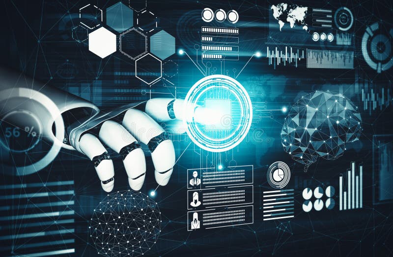 XAI Futuristic AI Thinking of Droid Robot Artificial Intelligence ...