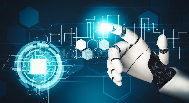 XAI Futuristic AI Thinking of Droid Robot Artificial Intelligence ...