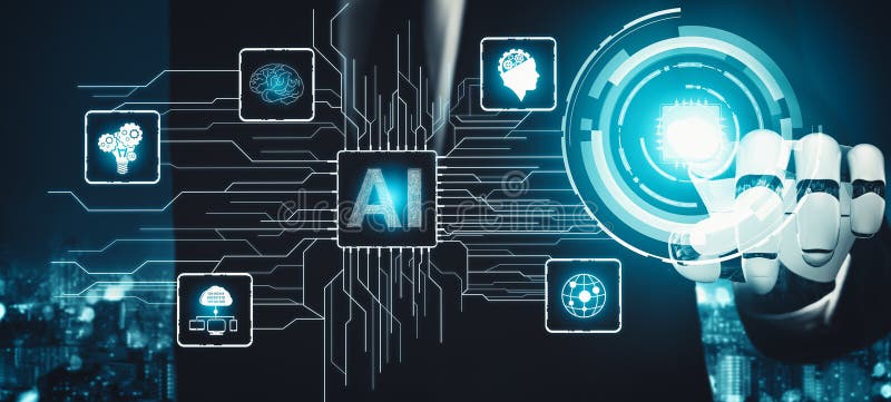 XAI Futuristic AI Thinking of Droid Robot Artificial Intelligence ...