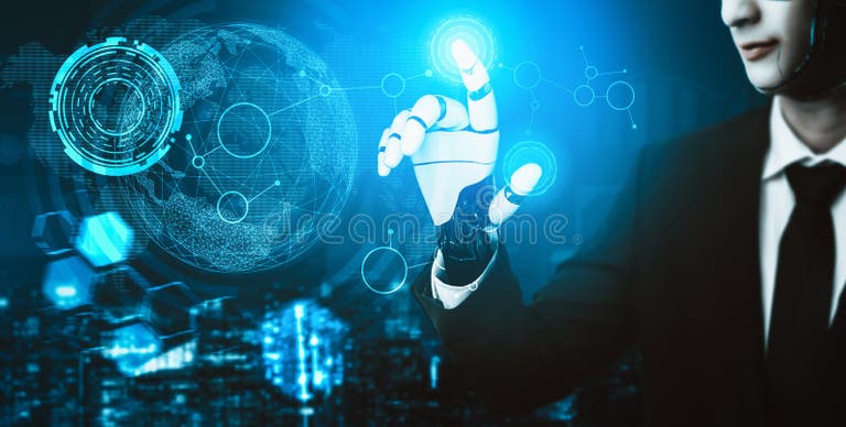 XAI Futuristic AI Thinking of Droid Robot Artificial Intelligence ...