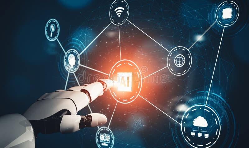 XAI Futuristic AI Thinking of Droid Robot Artificial Intelligence ...