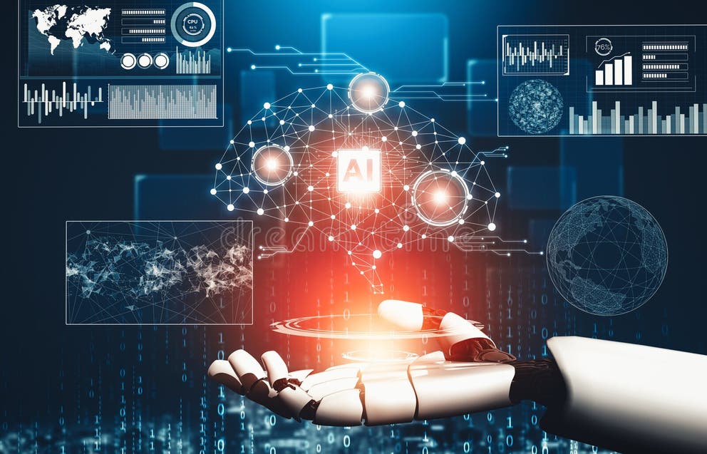 XAI Futuristic AI Thinking of Droid Robot Artificial Intelligence ...