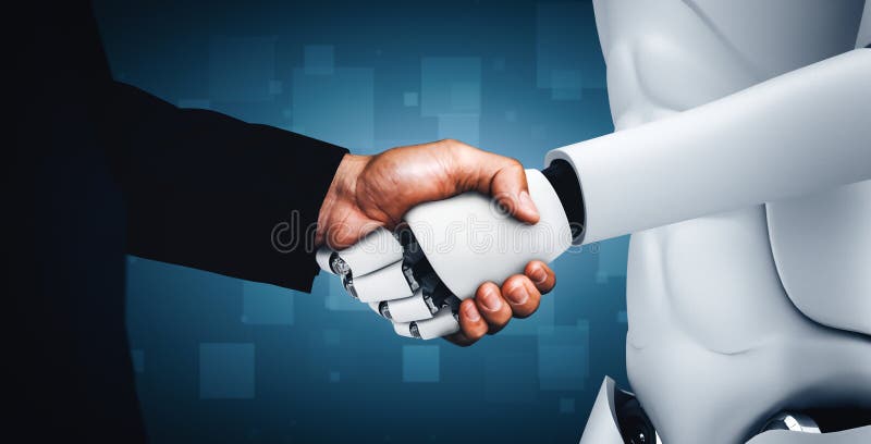 XAI 3D Rendering Humanoid Robot Handshake To Collaborate Future ... XAI 3D Rendering Humanoid Robot Handshake To Collaborate Future ...