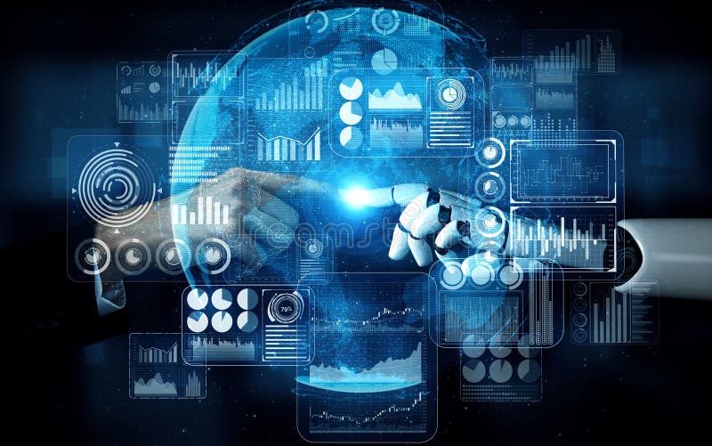 XAI Future Artificial Intelligence Robot and Cyborg. Stock Illustration ...