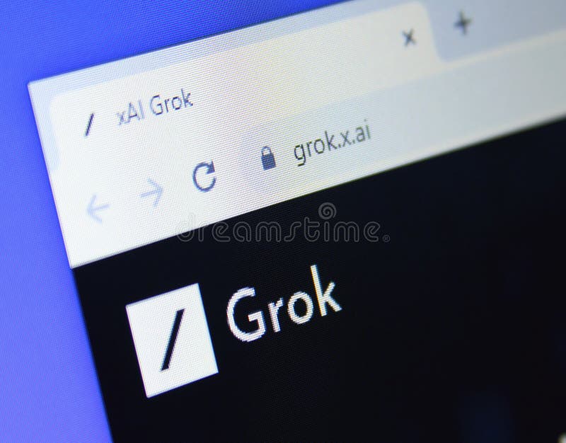 Grok XAI Chatbot Logo on a White Screen Smartphone. Grok (Grok XAI) is ...