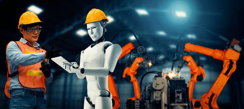 XAI Mechanized Industry Robot and Human Worker Working Together in ...