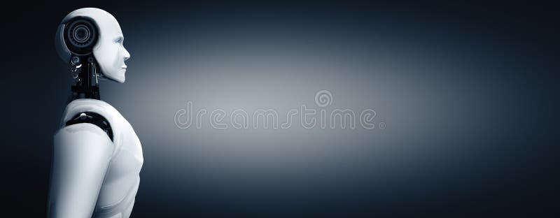 XAI Standing Humanoid Robot Looking Forward on Clean Background Stock ...