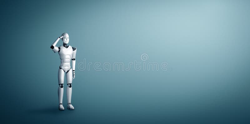 XAI Standing Humanoid Robot Looking Forward on Clean Background Stock ...