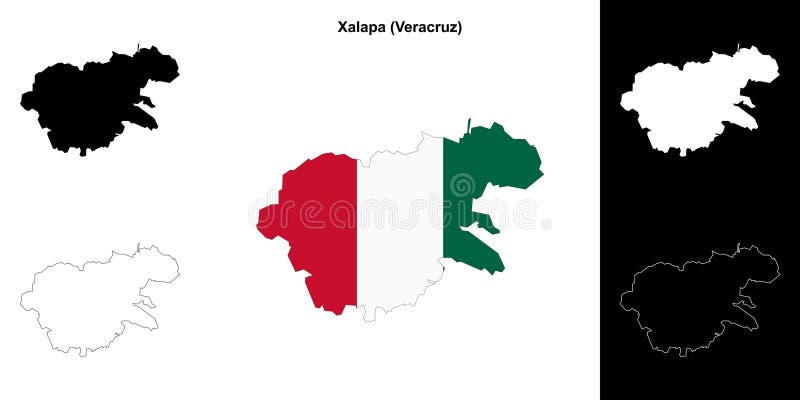 Xalapa outline map stock vector. Illustration of shape - 380073615