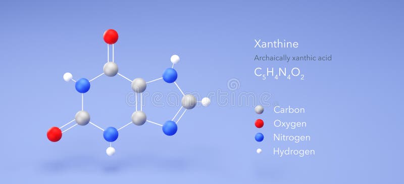Xanthine Molecule, Molecular Structures, Archaically Xanthic Acid, 3d ...