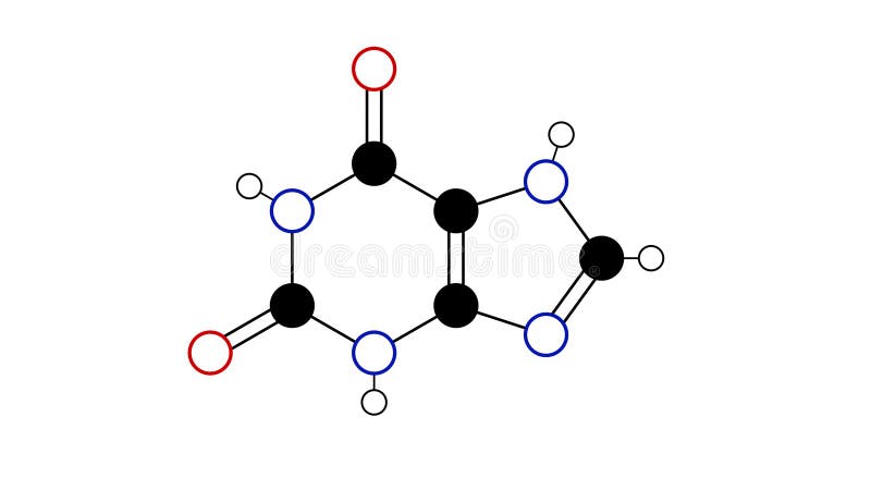Xanthine Molecule, Structural Chemical Formula, Ball-and-stick Model ...