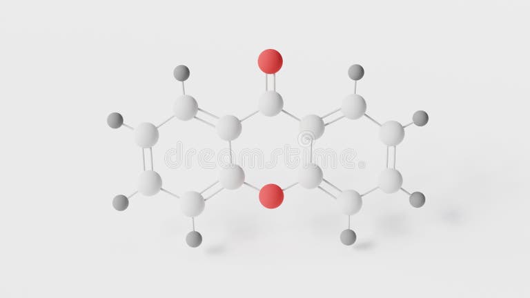 Xanthone Molecule 3d, Molecular Structure, Ball and Stick Model ...