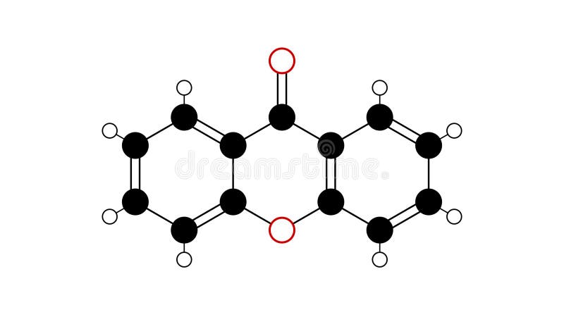 Xanthone Molecule, Structural Chemical Formula, Ball-and-stick Model ...