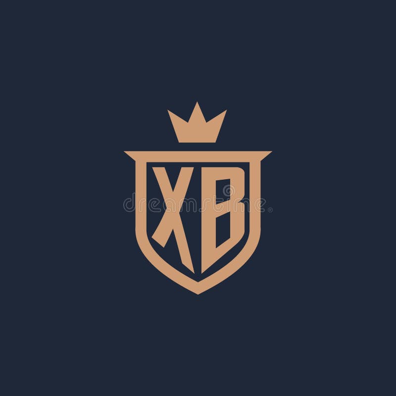 XB Monogram Initial Logo with Shield and Crown Style Stock Vector ...
