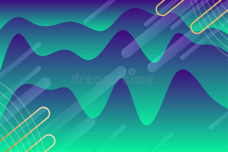 Abstract Background with Gradient Waves and Ornamental Shapes Overlays ...