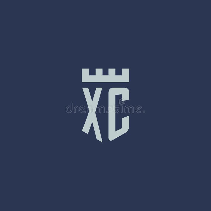 XC Logo Monogram with Fortress Castle and Shield Style Design Stock ...
