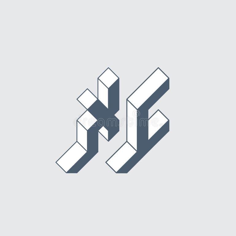 XC - Monogram or Logotype. Isometric 3d Font for Design. Volume ...