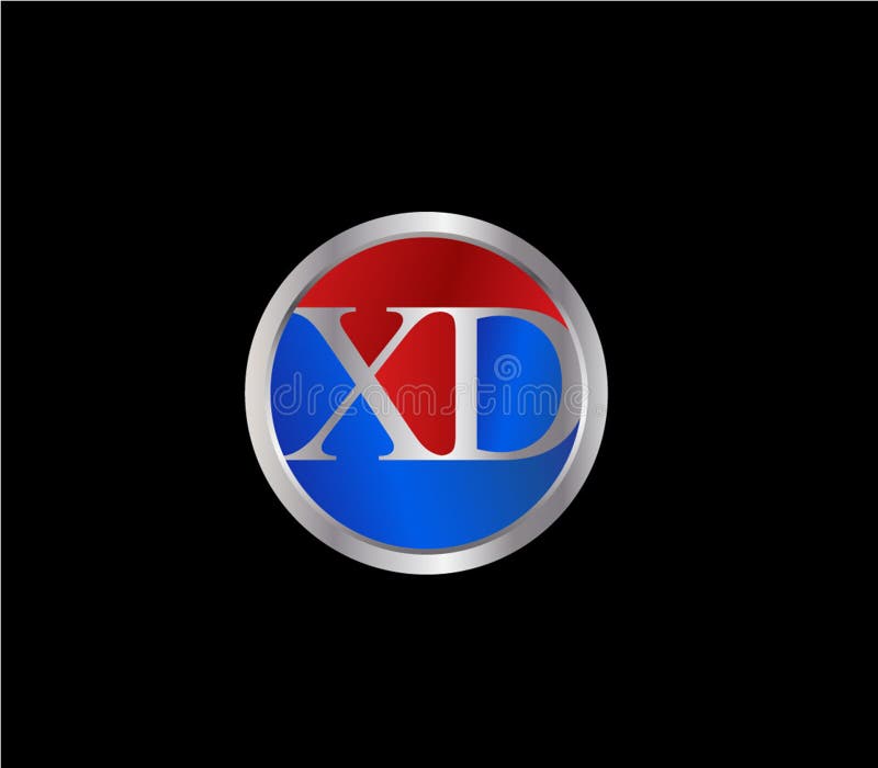 XD Initial Circle Shape Silver Red Blue Color Later Logo Design Stock ...