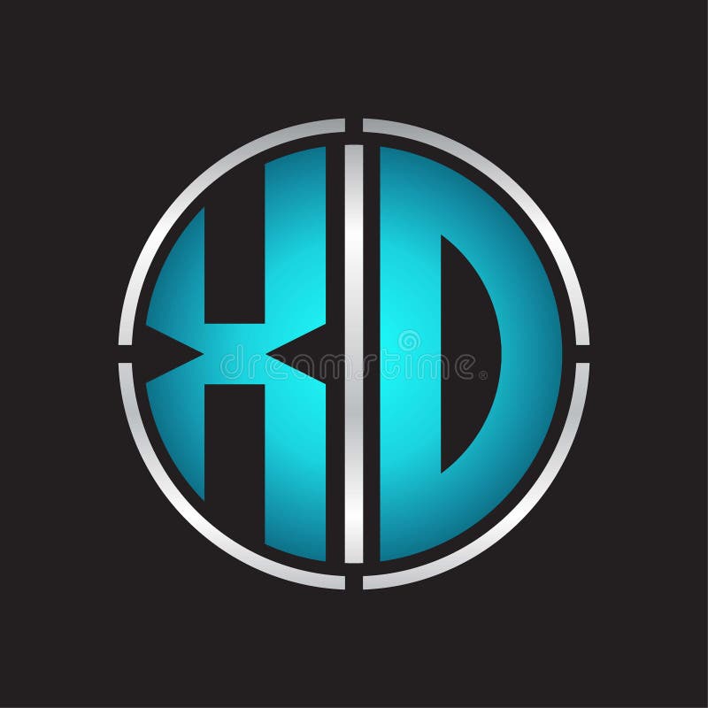 XD Logo Initial with Circle Line Cut Design Template on Blue Colors ...