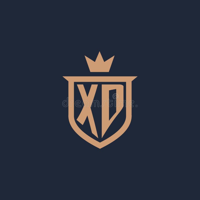 XD Monogram Initial Logo with Shield and Crown Style Stock Vector ...