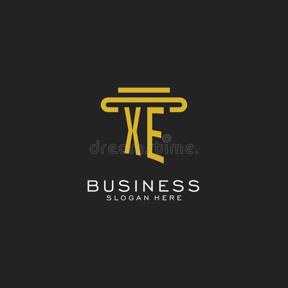 XE Initial Logo with Simple Pillar Style Design Stock Illustration ...