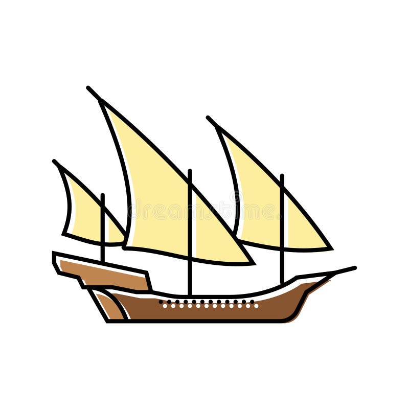 Xebec Ancient Ship Color Icon Vector Illustration Stock Illustration ...